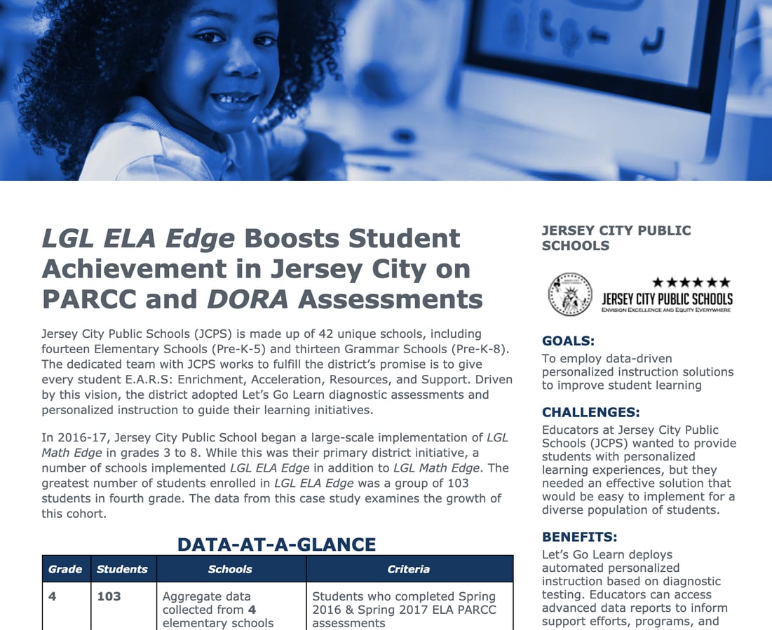 LGL ELA Edge Boosts Student Achievement in Jersey City